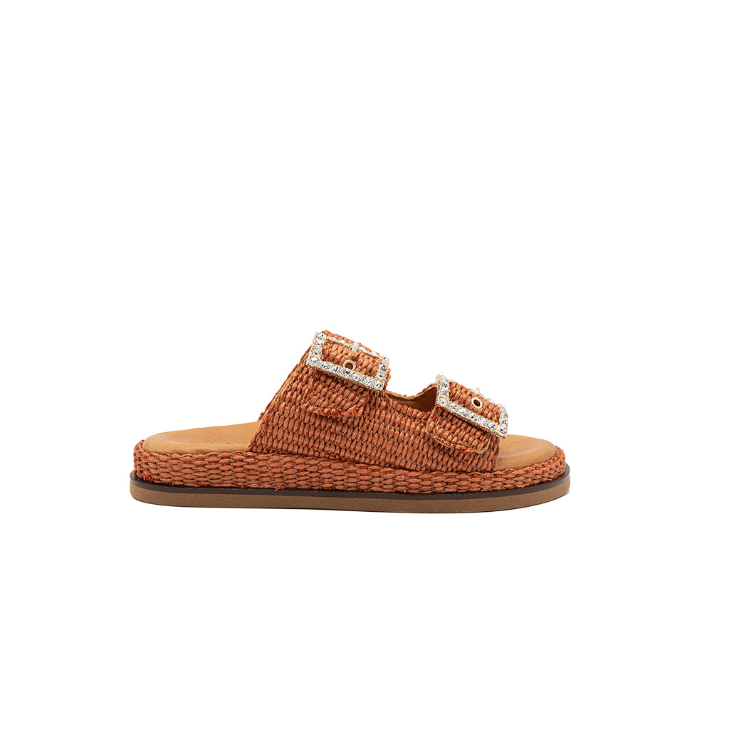 GRETA - Women's Sandals in Brick Raffia | ALIBI